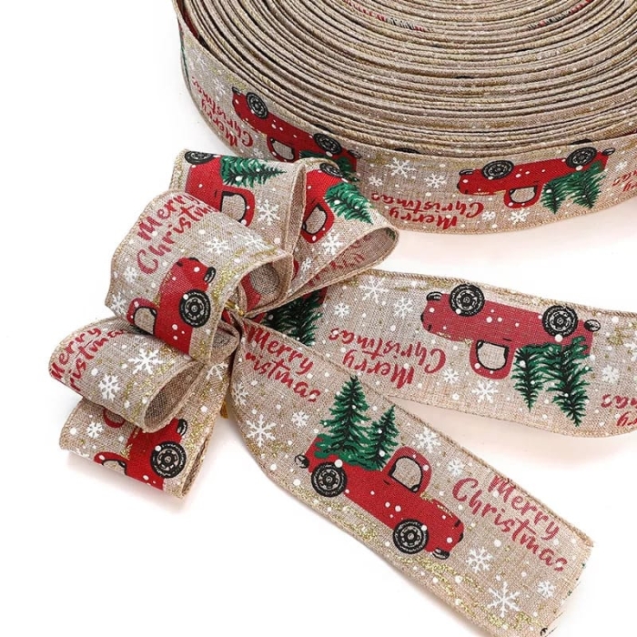 5 meters Christmas themed ribbon// 5m Christmas Ribbons Wired Classic